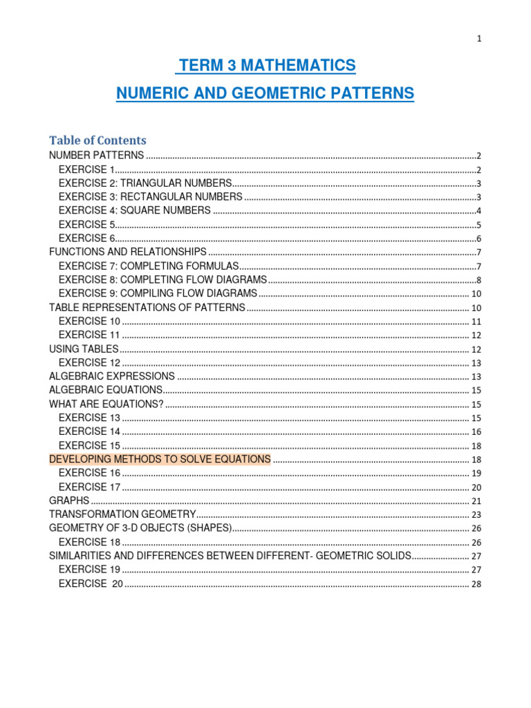 GRD 7 Maths T3 2018 Approved | PDF | Shape | Variable (Mathematics)