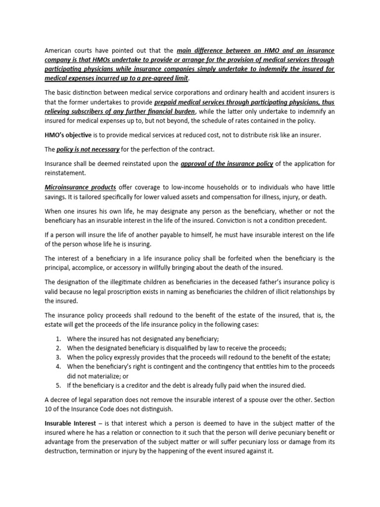 INSURANCE Notes | PDF | Insurance | Assignment (Law)