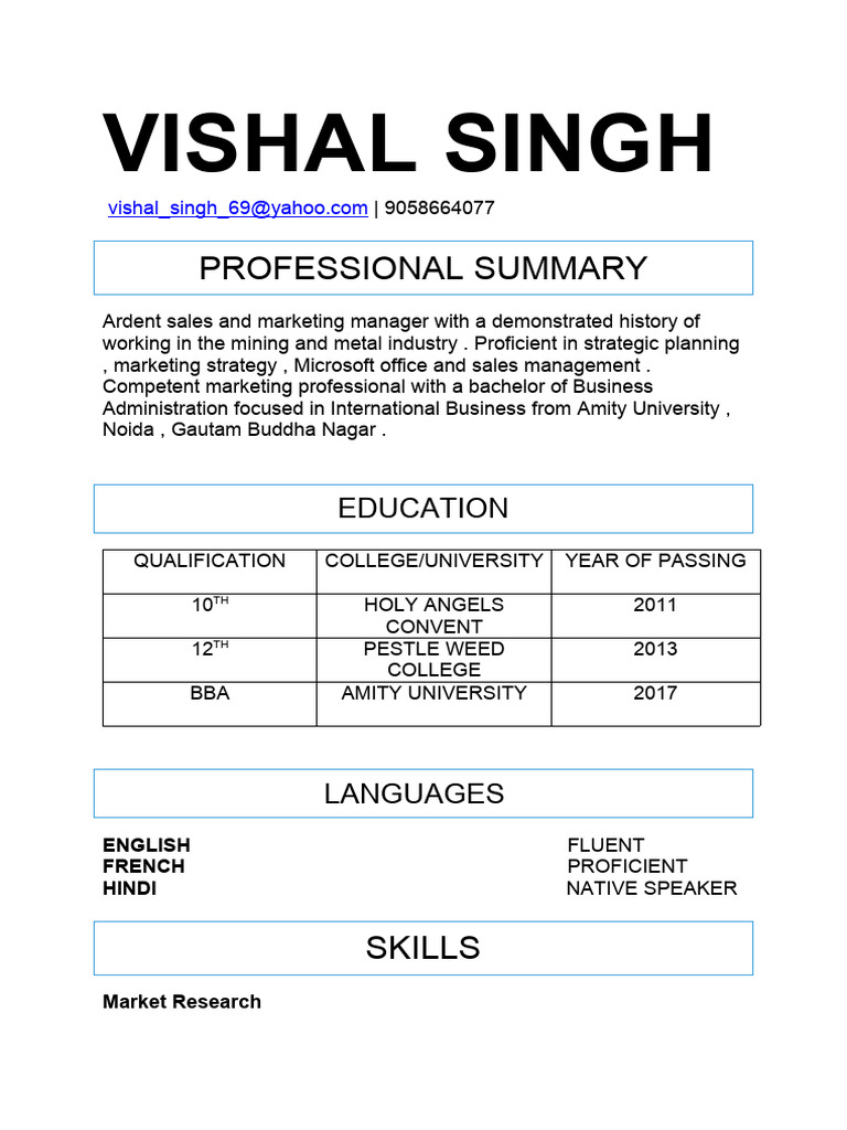 VISHAL SINGH Resume | PDF