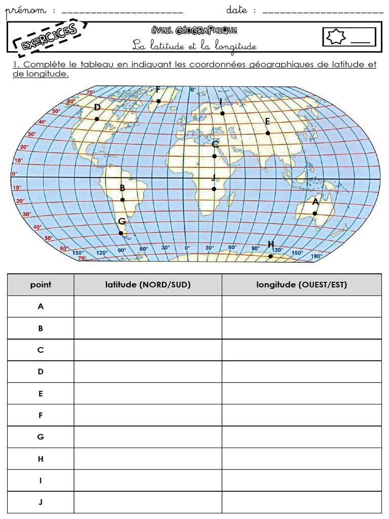Exercices sur latitude et longitude | PDF | Longitude | Latitude