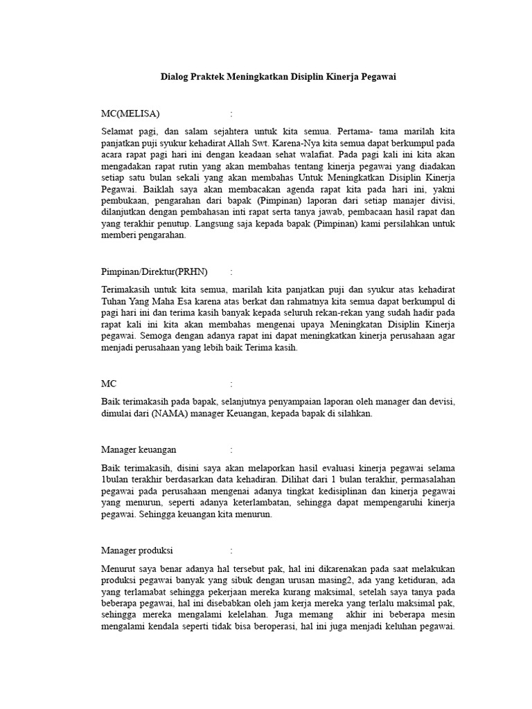 Dialog Praktek Meningkatkan Disiplin Kinerja Pegawai | PDF | Bisnis