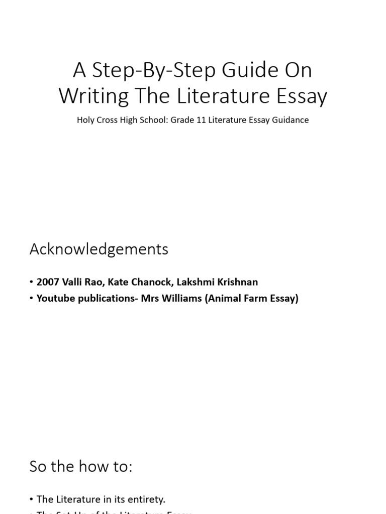A Step by Step Guide On Writing The Literature Essay | Download Free ...