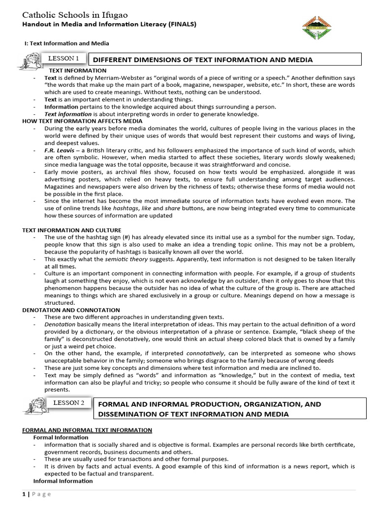 CSI MIL HANDOUT FINALS 1st SEM | PDF | Information | Validity (Statistics)