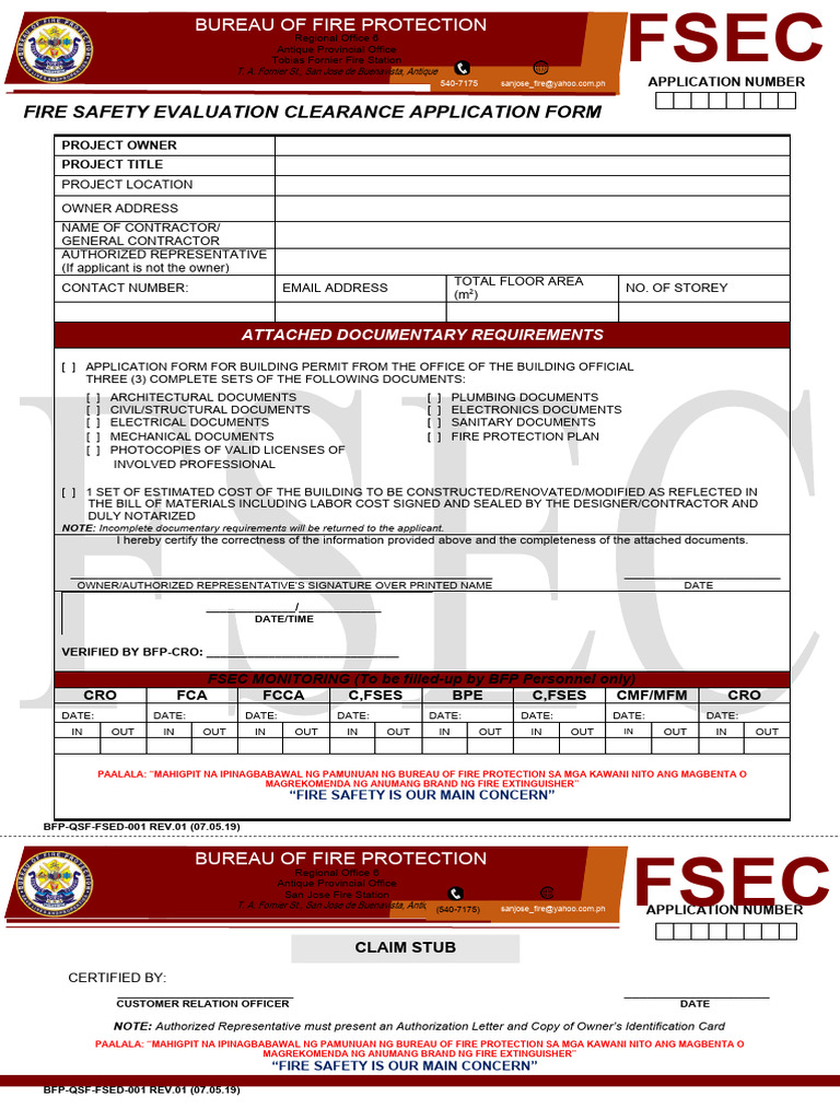 FSED 001 - Application Form FSEC REV 1 | PDF