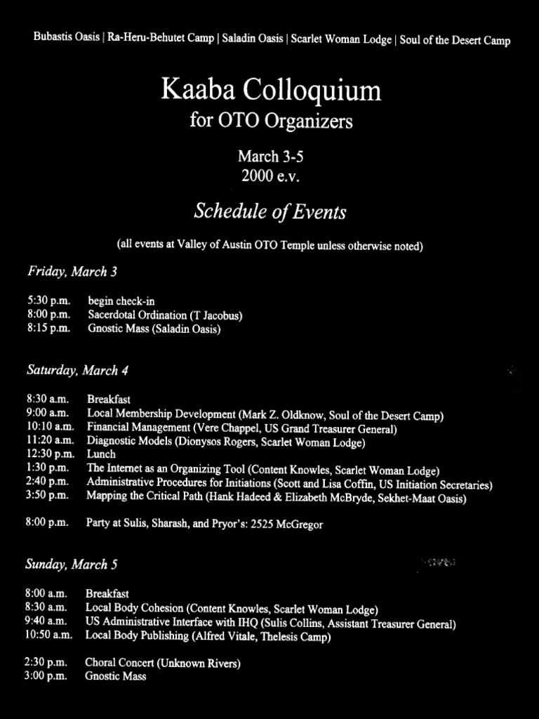 Colloquium Schedule of Events | PDF