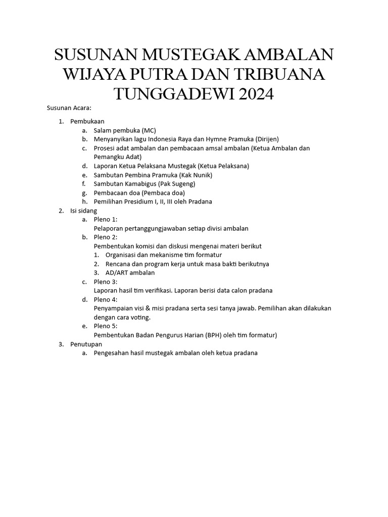 Susunan Mustegak Ambalan Wijaya Putra Dan Tribuana Tunggadewi 2024 ...