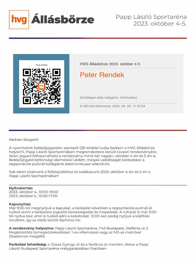 Peter Rendek: Papp Lászl Ó Sportaréna 2023. Október 4-5 | PDF