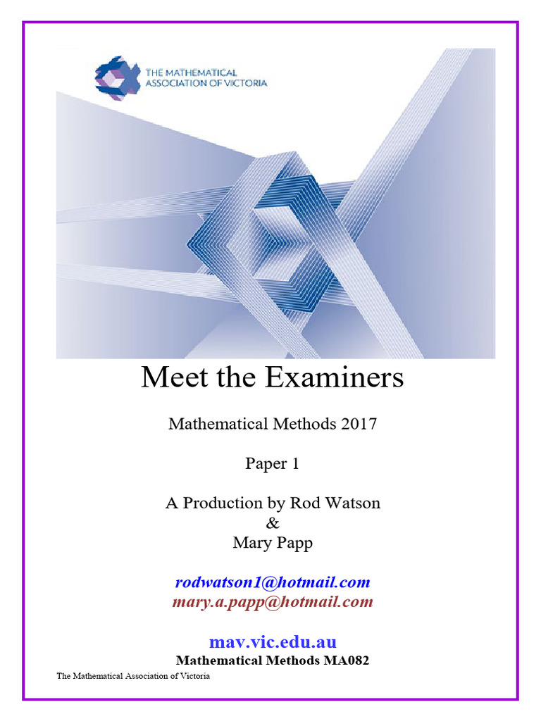 Methods MAV17 Paper 1 | PDF | Mathematics | Equations