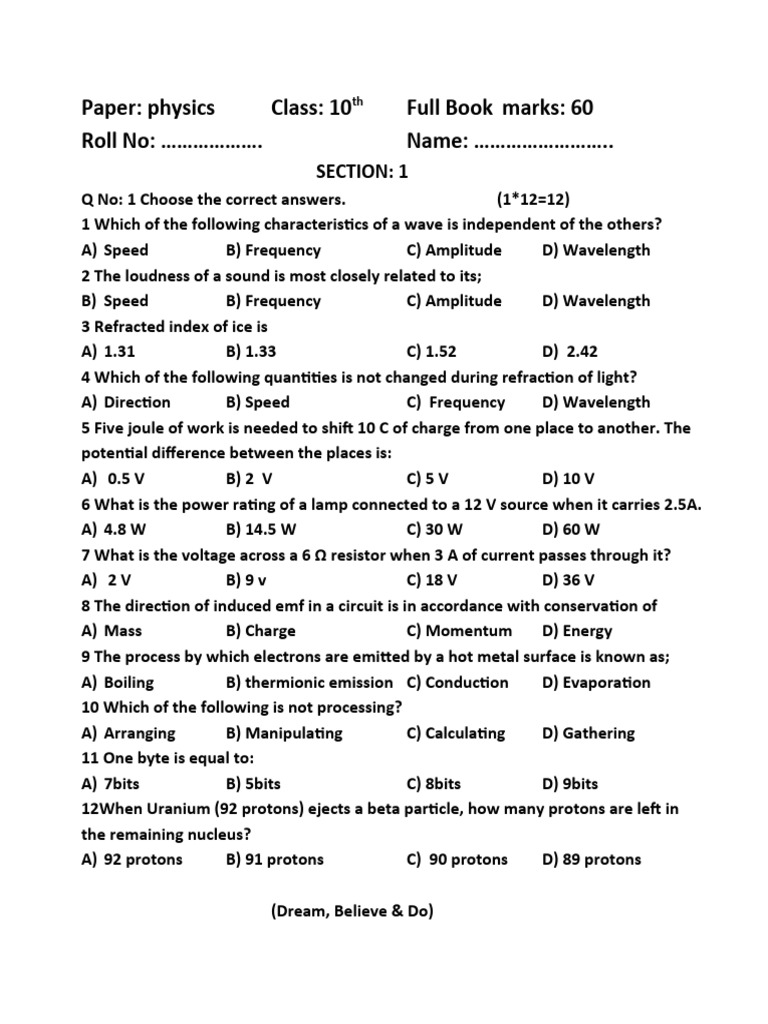 Phy 10th Full Book | PDF | Voltage | Wavelength