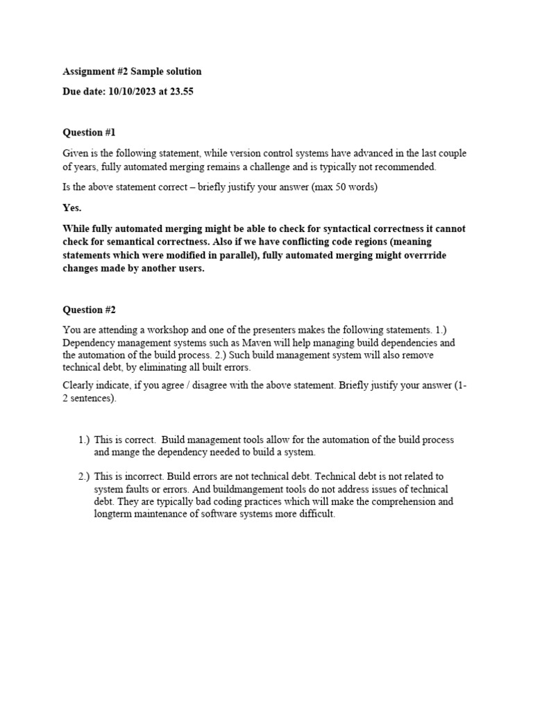 Assignment 2 Sample Solution | PDF | Version Control | Software Development