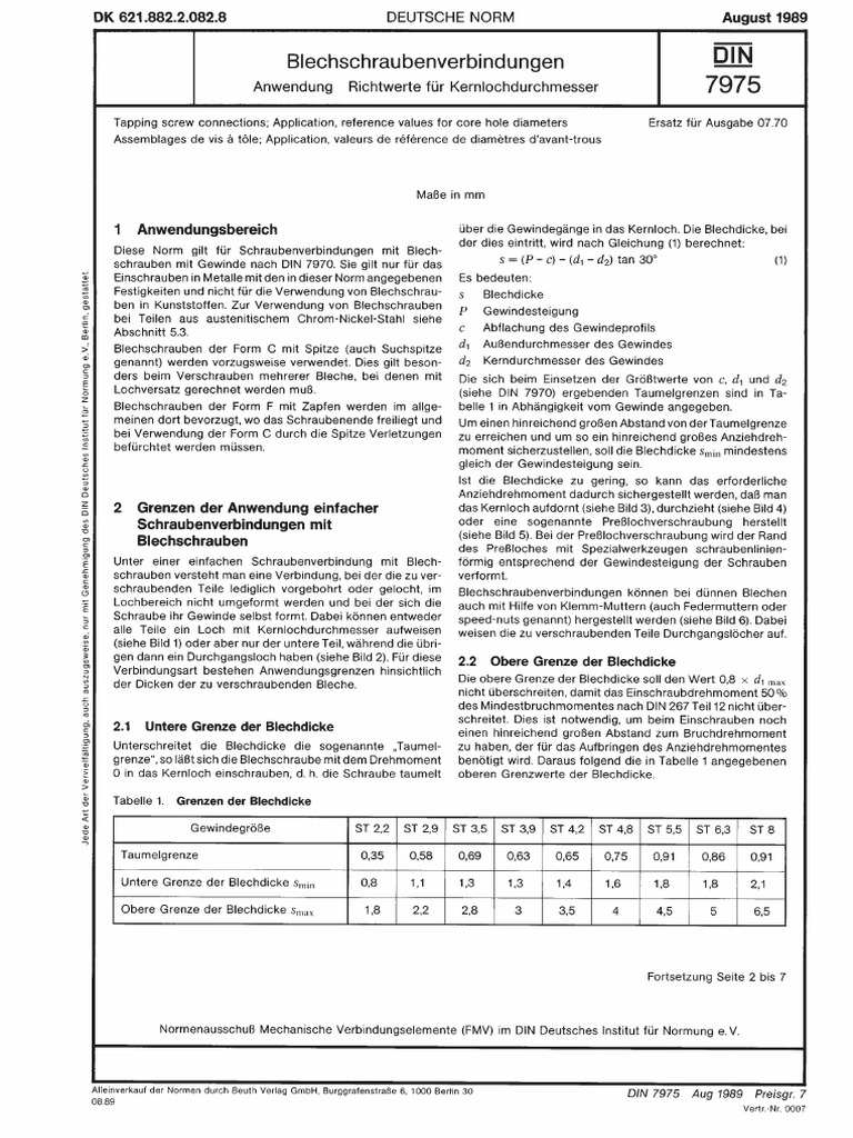 Din 7975 1989-08 | PDF