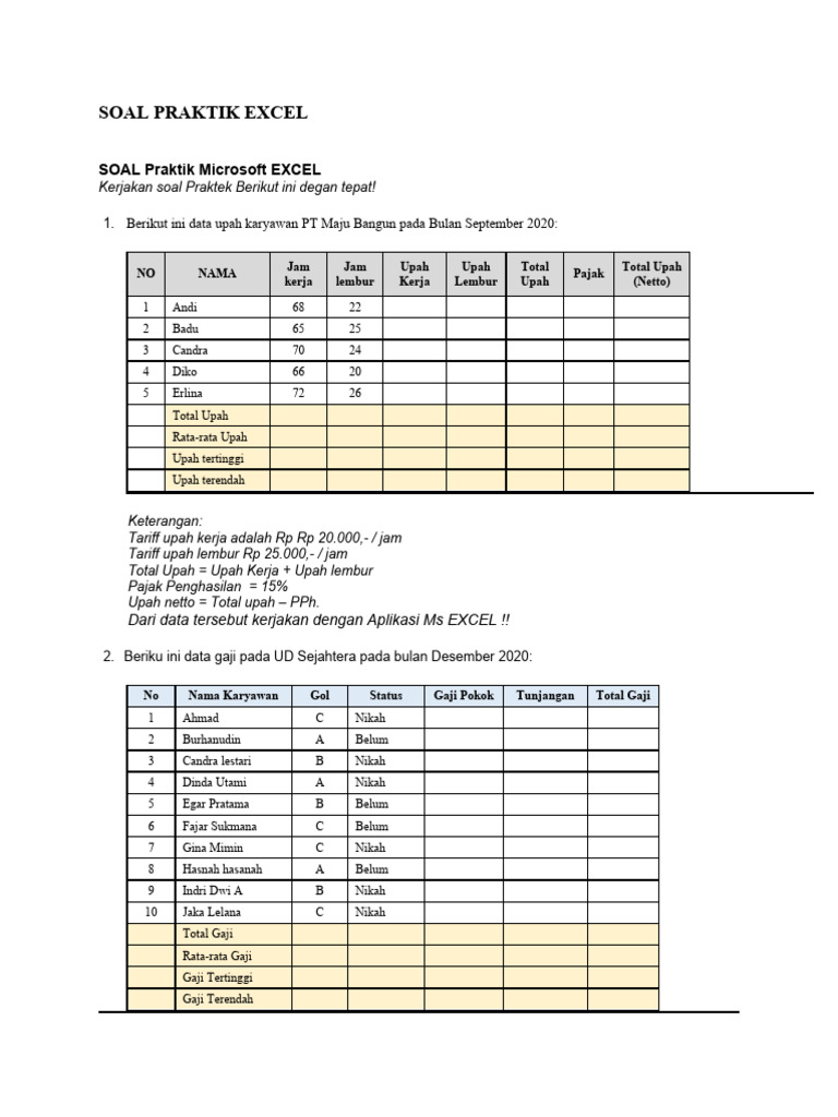 Soal Praktik Excel | PDF