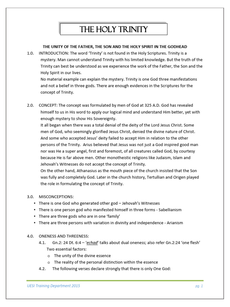 The Holy Trinity | PDF | Trinity | God The Father