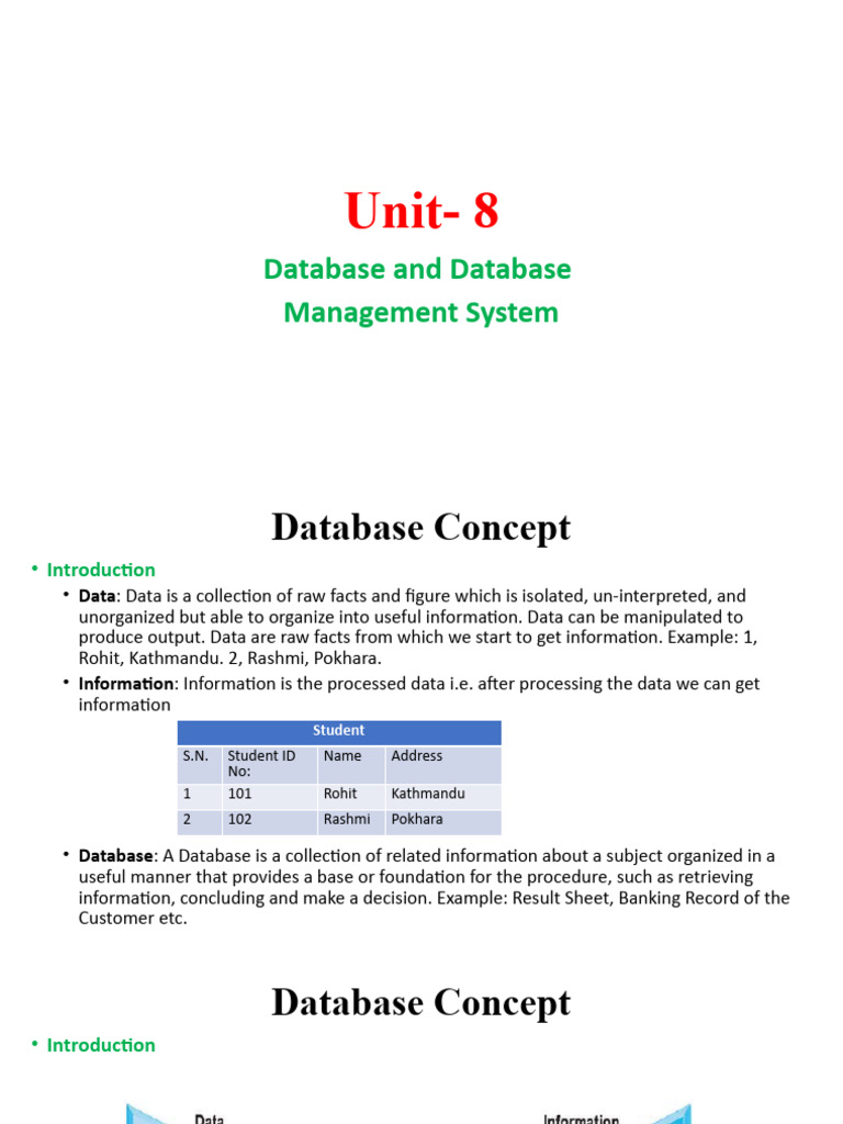 Unit - 8 Database and Database Management System | PDF | Databases | Cloud Computing
