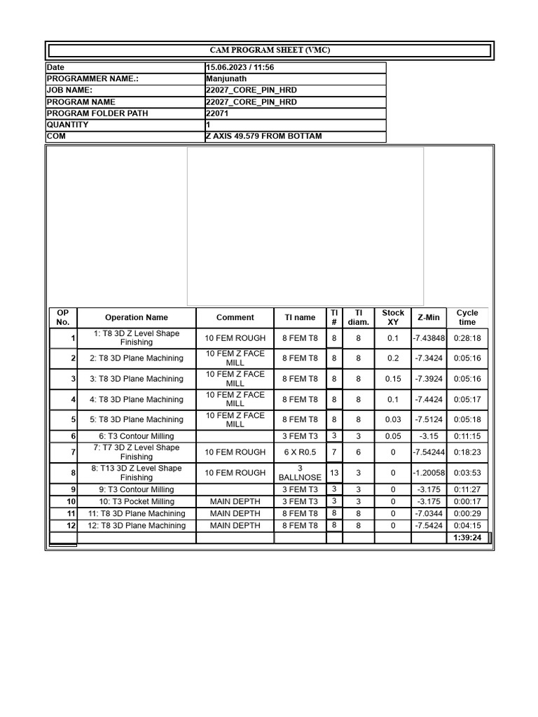 VMC CAM Program Sheet 22027_CORE_PIN_HRD | PDF | Mechanical Engineering ...