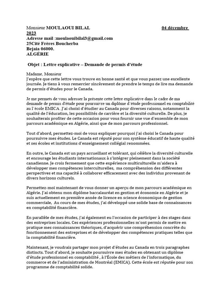 Lettre Explicative PE | PDF | Canada | Comptabilité