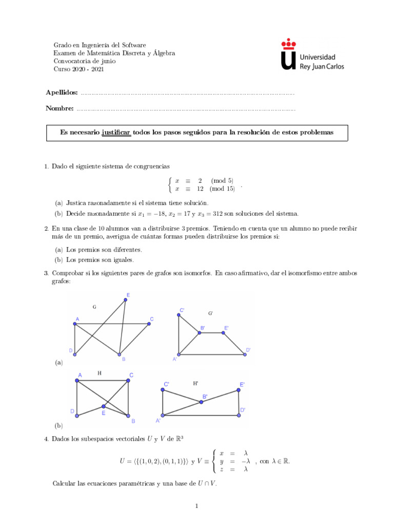 Examen Final Junio 21 | PDF | Valores propios y vectores propios ...
