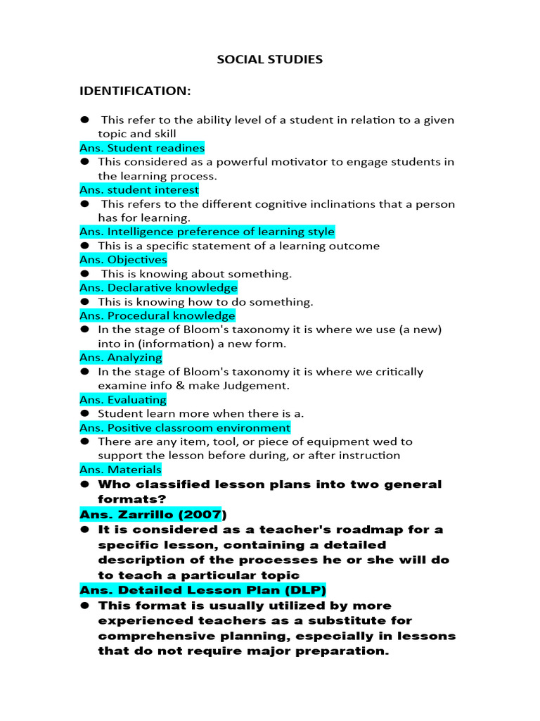 Social Studies | PDF | Lesson Plan | Teachers