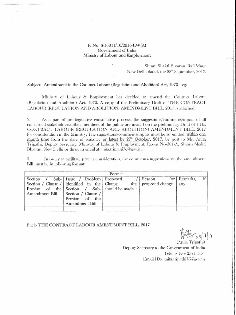 Amendment Contract Labour-2017 | PDF