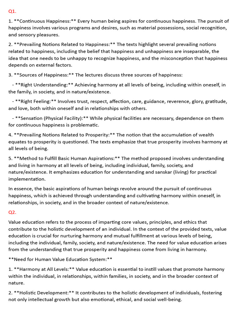 Uhv Ans | PDF | Happiness | Morality