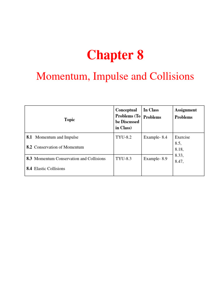 Chapter 8 Momentum Impulse and Collisions | PDF | Collision | Momentum