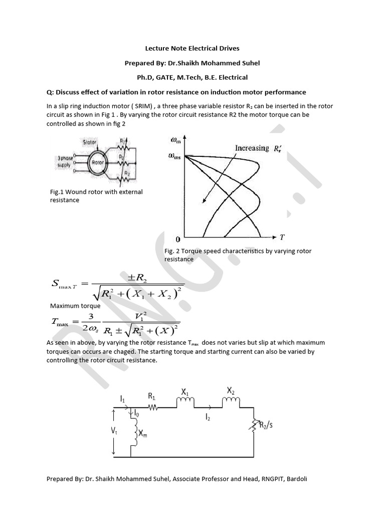 Impact of Rotor Resistance on Induction Motors | PDF | Power ...
