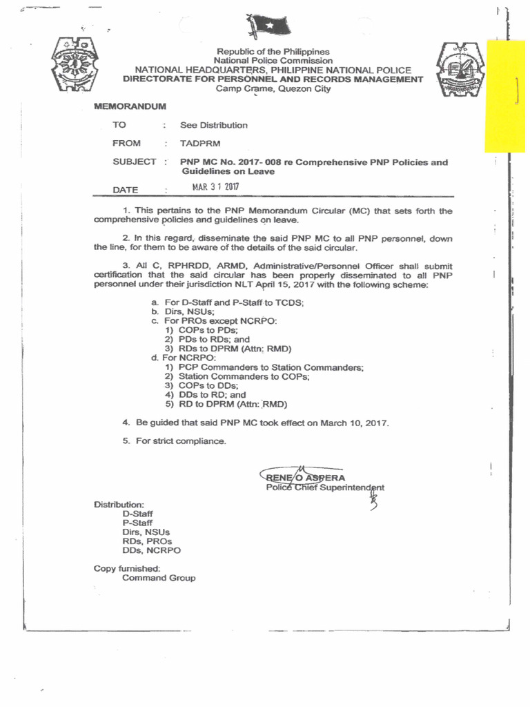 PNP MC No. 2017-008 Re Comprehensive PNP Policies and Guidelines On ...