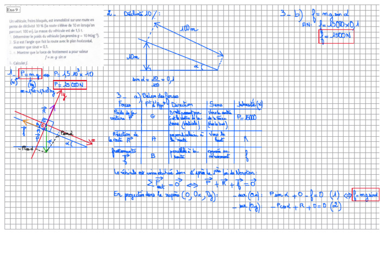 1ere STI2D-bilan-des-forces Exo 8 Cor | PDF