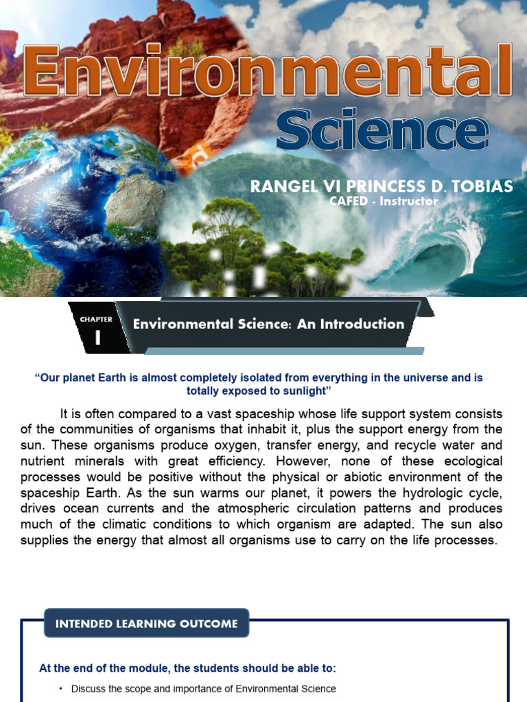 CHAPTER I Lesson I Definition and Scope of Environmental Science | PDF ...