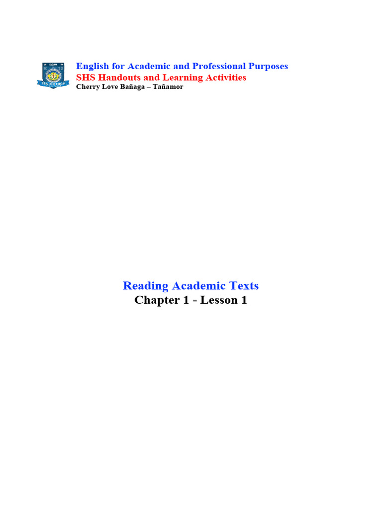 C1M L1a Reading Academic Text - G1 | PDF | Communication | Science