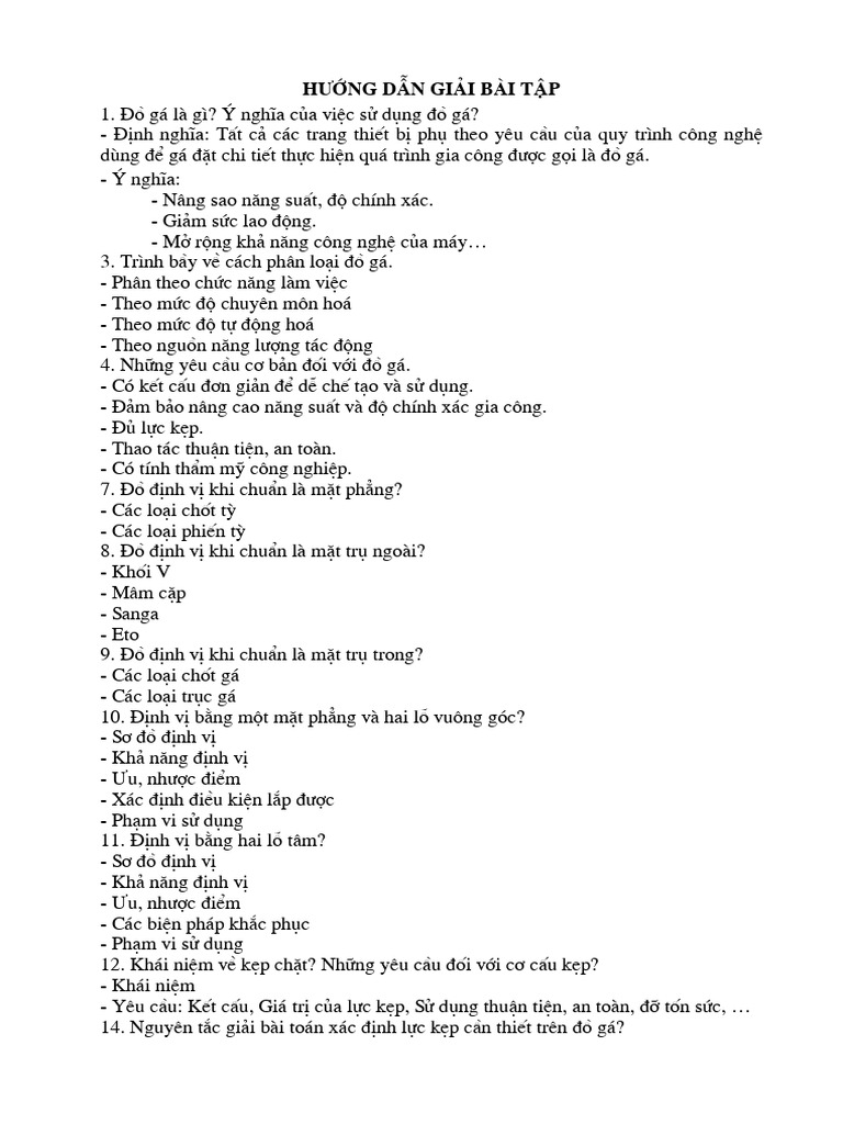 Huong Dan Giai Cau Hoi, Bai Tap Do Ga | PDF