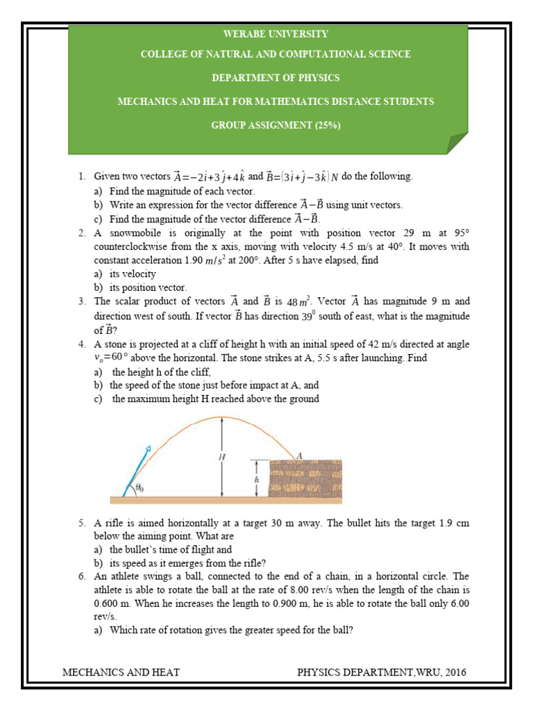 Physics Mechanics Problem Set | PDF | Science & Mathematics