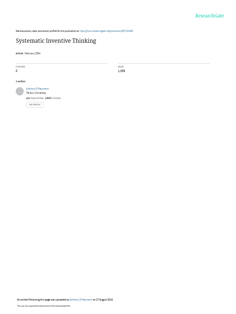 Systematic Inventive Thinking in Healthcare | PDF | Health Care ...