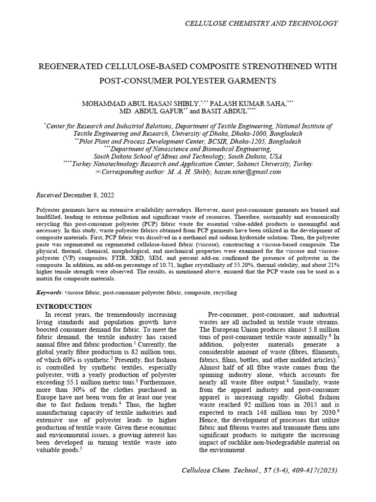 Regenerated Cellulose-Based Composite Strengthened With Post-Consumer ...