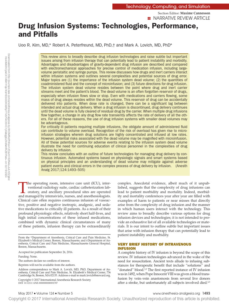 Drug Infusion Systems Technologies, Performance,.24 | PDF | Intravenous ...