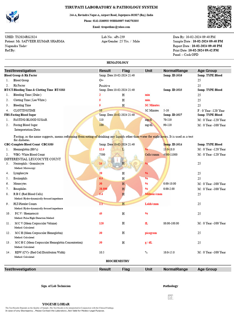 Lab Reports | PDF | Blood | Anatomy
