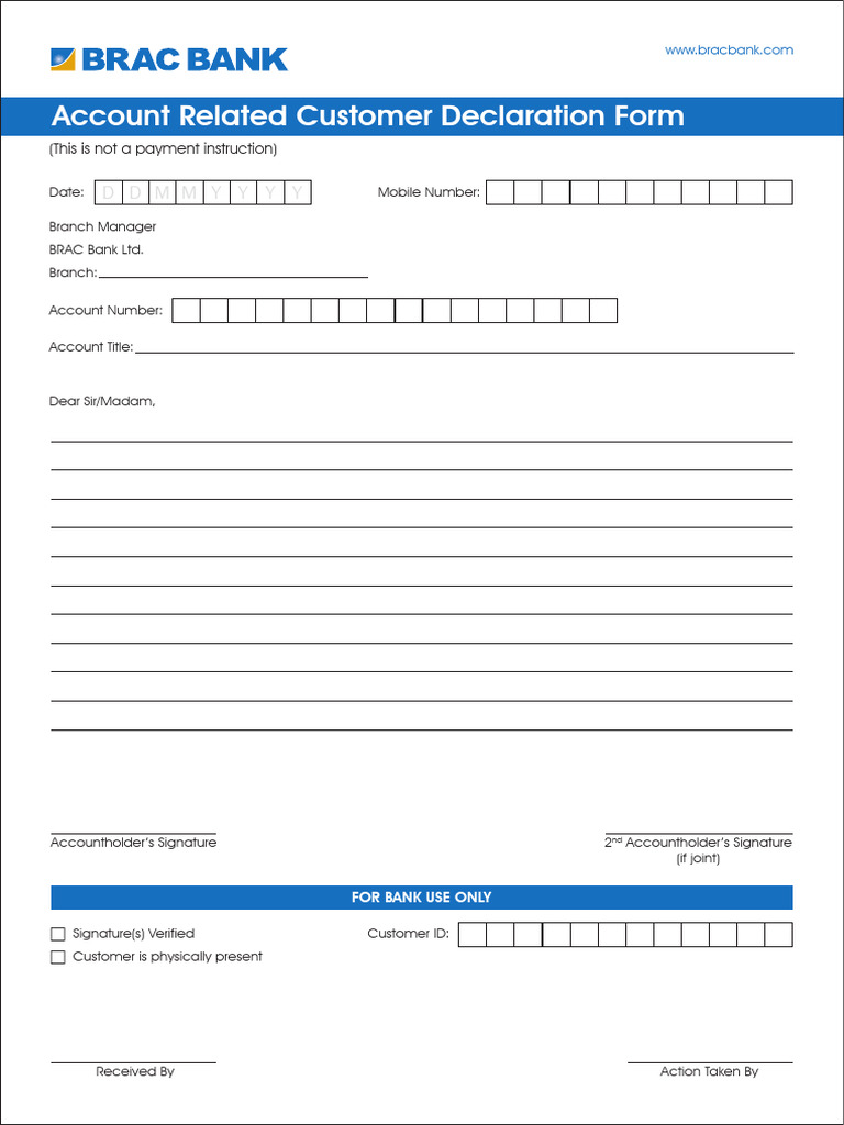 Account Related Customer Declaration Form | PDF