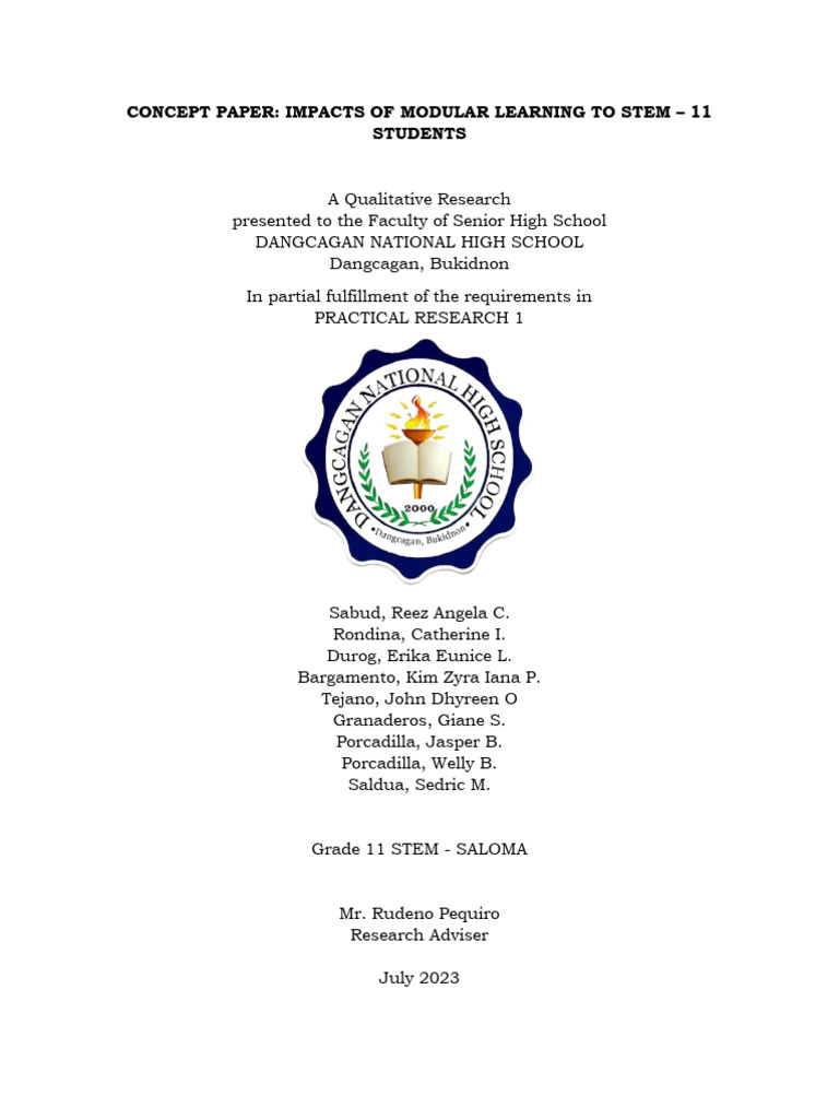 Impacts of Modular Learning To Stem | PDF | Learning | Focus Group