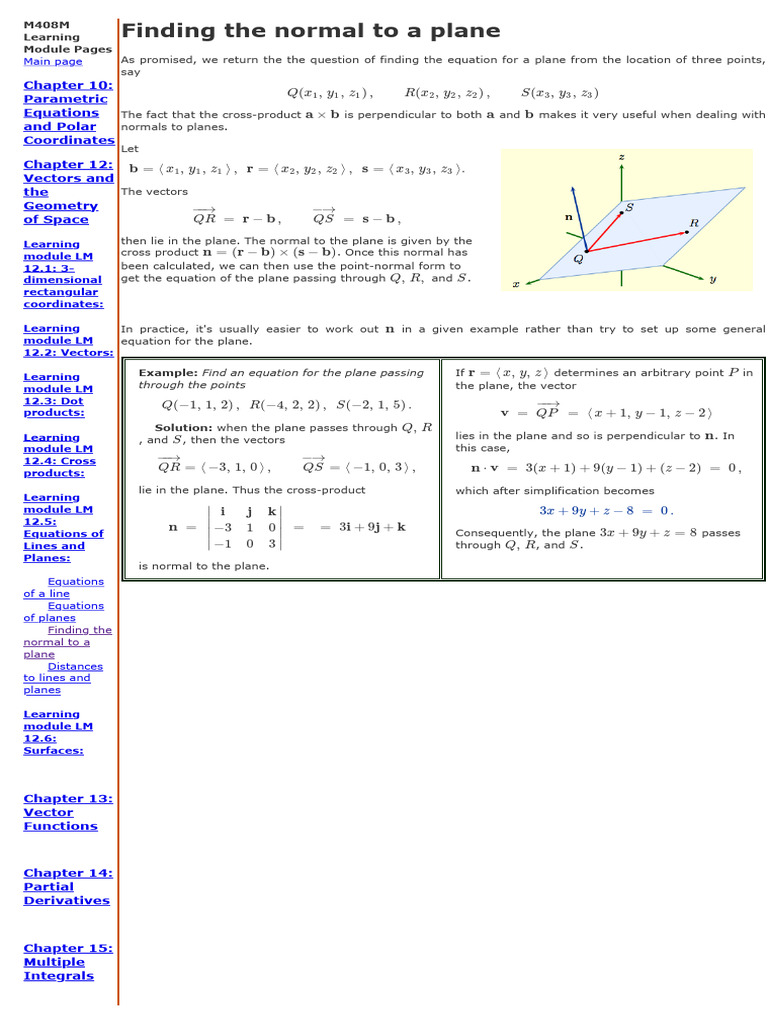 Finding The Normal To A Plane | PDF | Equations | Classical Geometry