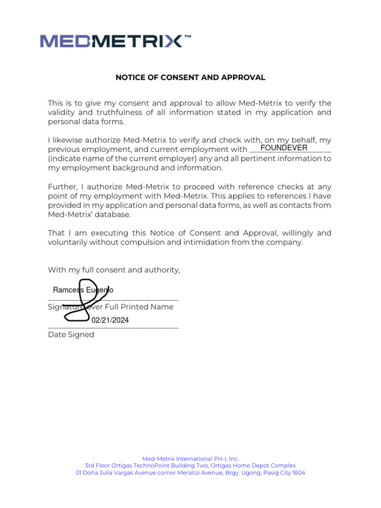 Notice of Consent and Approval | PDF