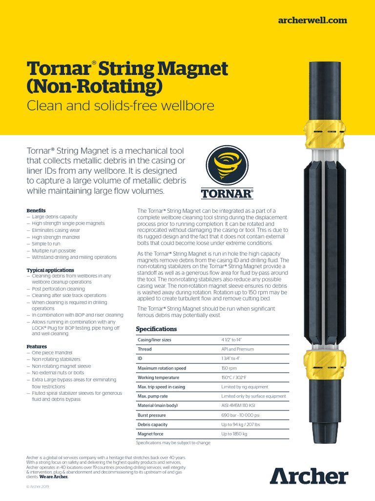 Tornar String Magnet Non Rotating Productsheet 2019 | PDF | Magnet ...