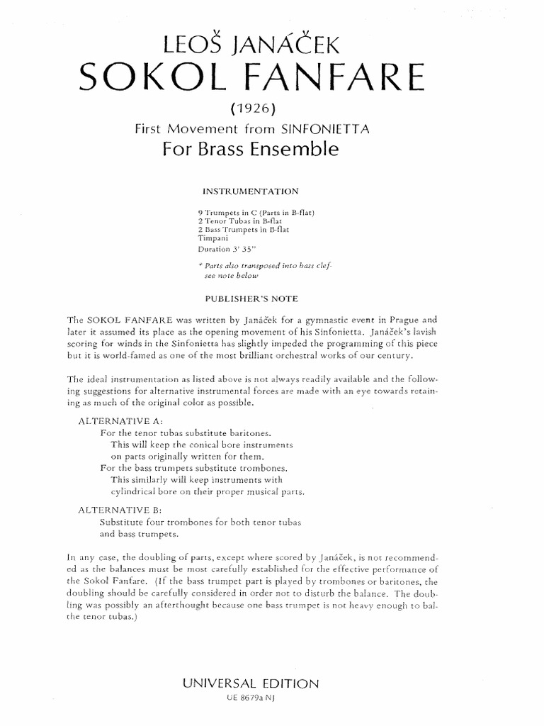 Sokol Fanfare - (Grupo de Metales) | PDF