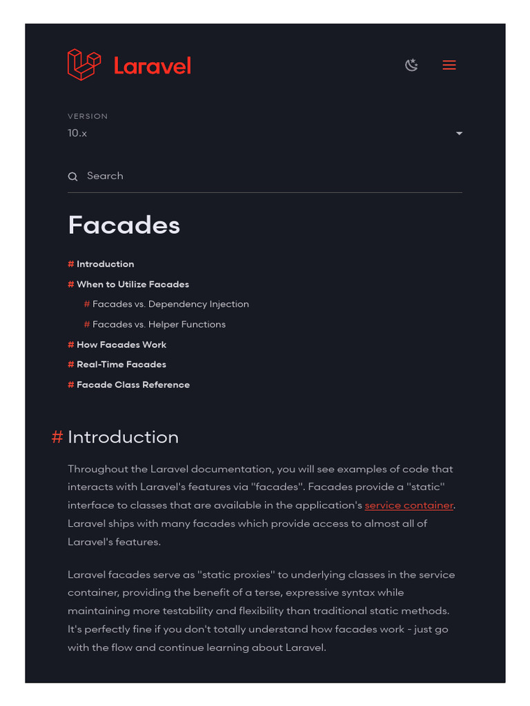 Facades - Laravel 10.x - The PHP Framework For Web Artisans | PDF | Method (Computer Programming ...