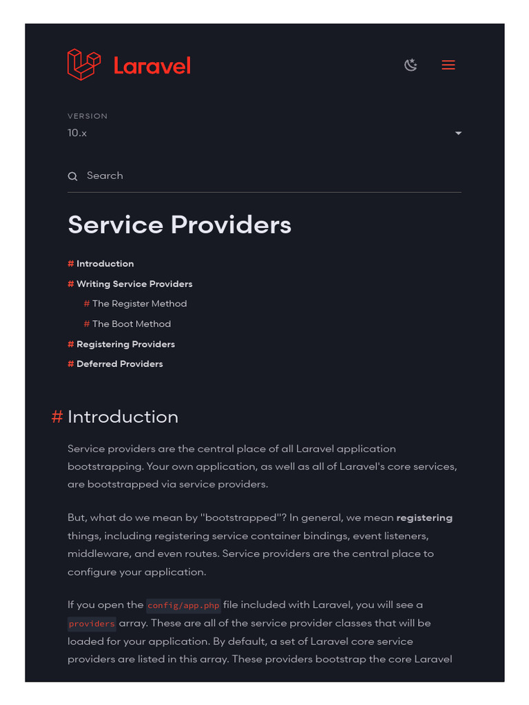 Service Providers - Laravel 10.x - The PHP Framework For Web Artisans | PDF | Class (Computer ...