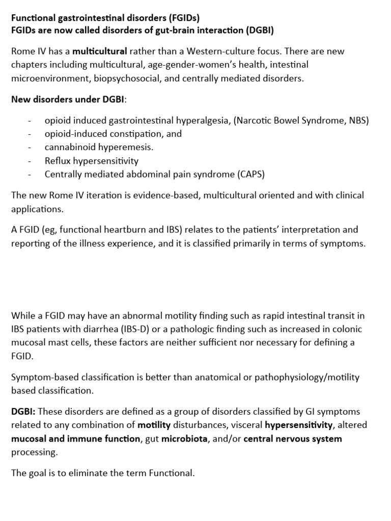 Functional GI Disorder Rome IV | PDF | Irritable Bowel Syndrome | Epidemiology