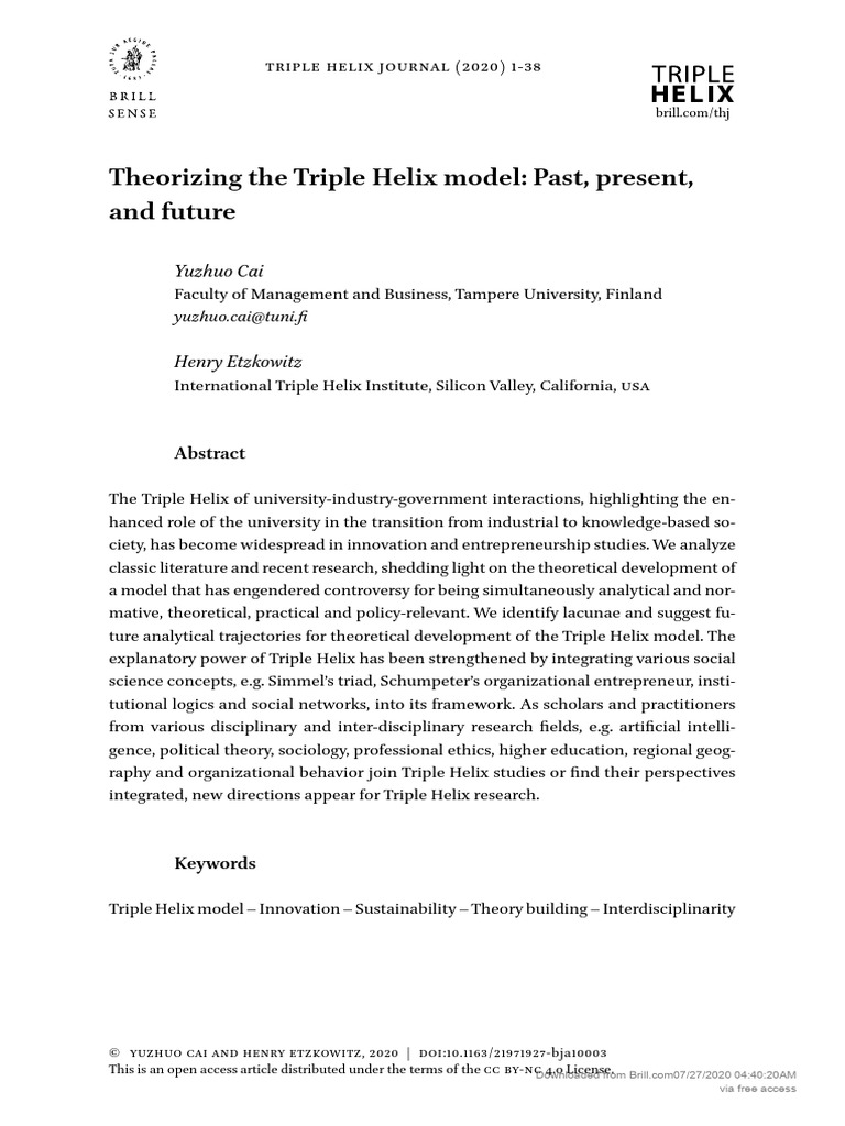 Theorizing The Triple Helix Model Past, Present, and Future | PDF ...