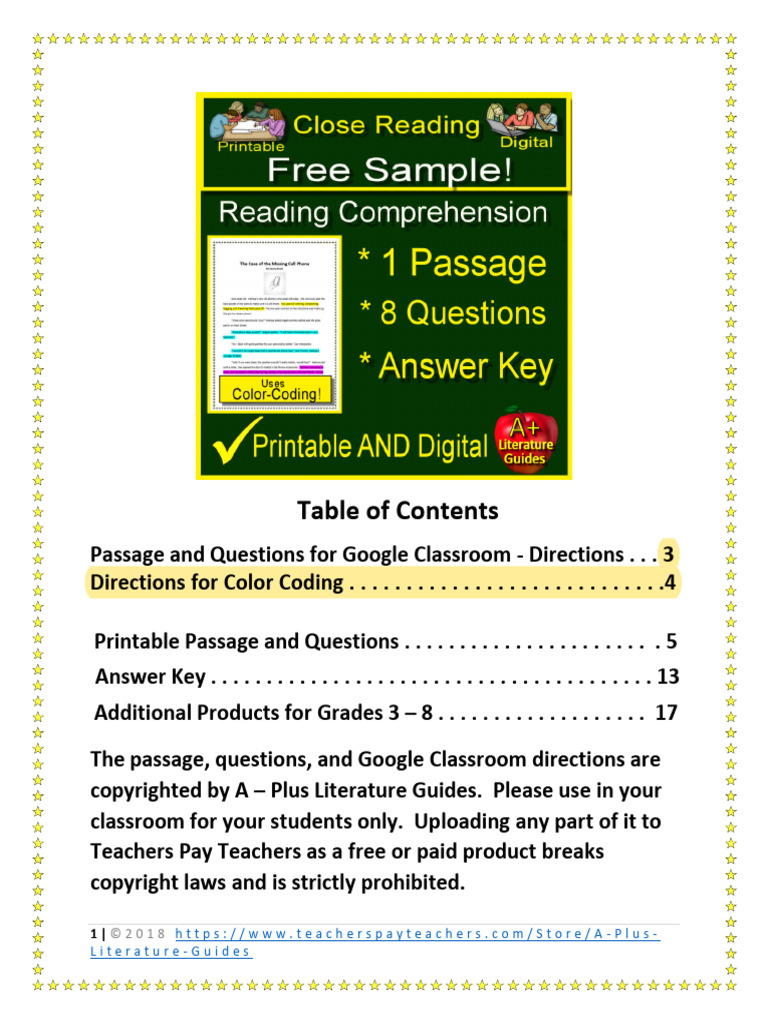 Reading Comprehension Passages and Questions Text Evidence Activities | PDF