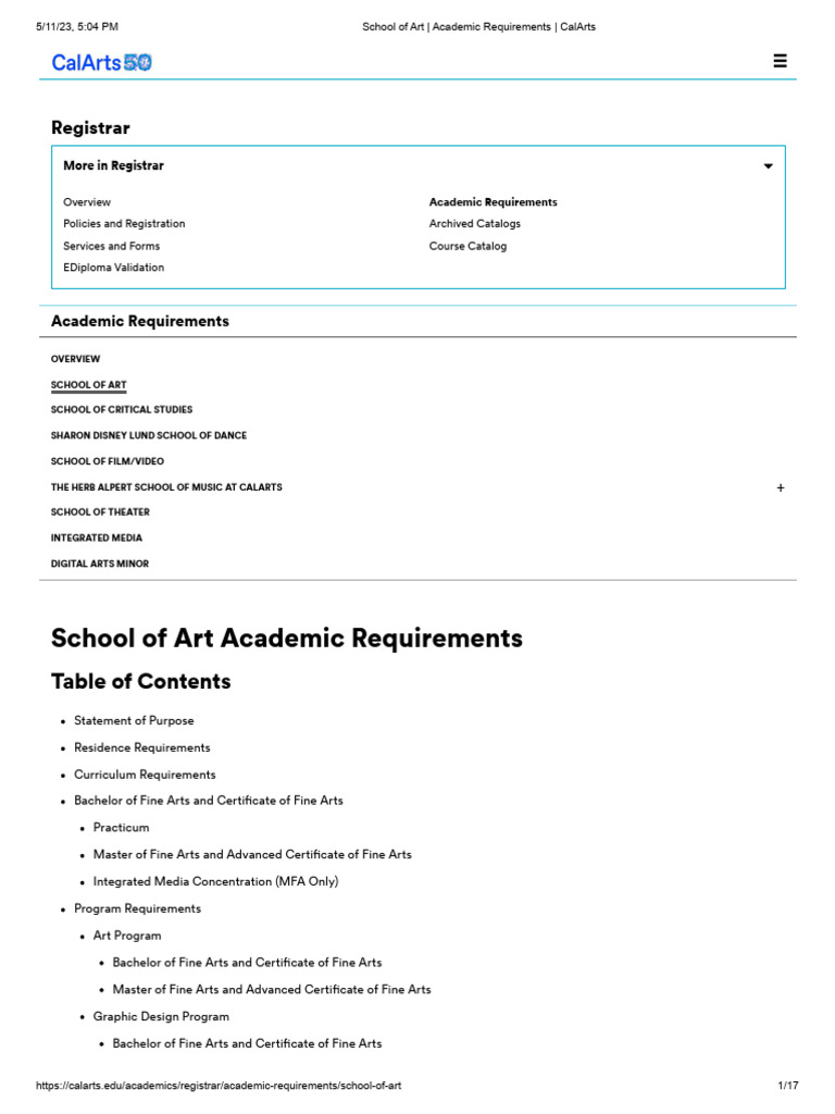 CalArts Academic Requirements Overview | PDF | Mentorship | Bachelor's ...