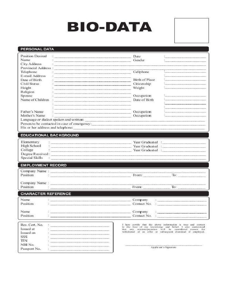 Bio Data | PDF