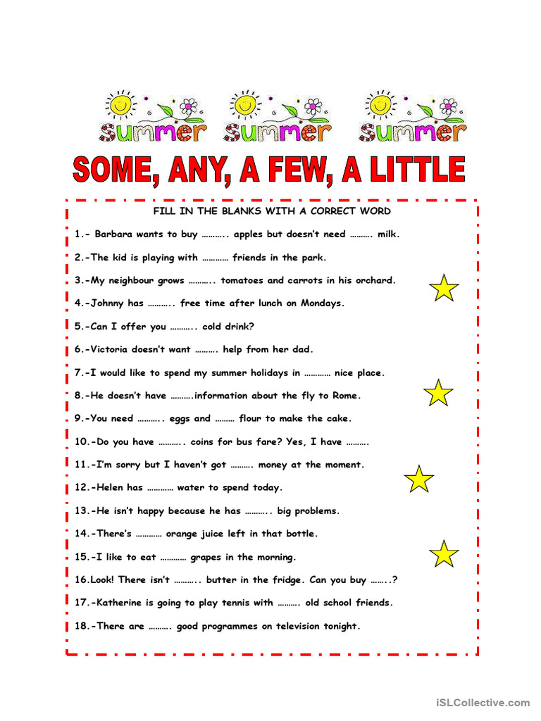 Some, Any, A Few, A Little | PDF